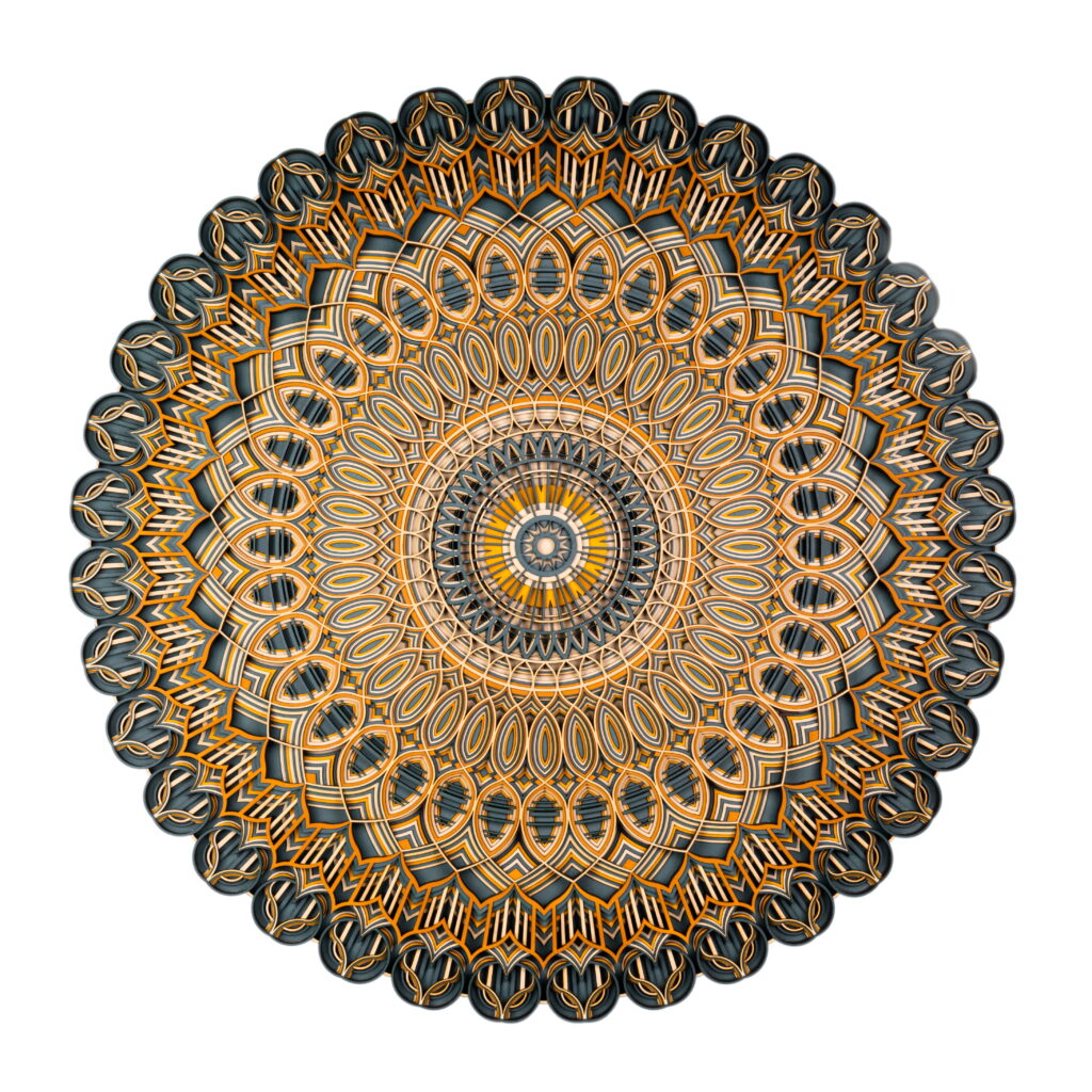 Multi-Layer 3D Wood Wall Art, Round Shape Mandala Laser Cut, MDF Wood ...